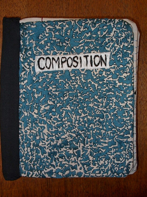 Embroidered composition book by Candace Hicks | CC Special Collections